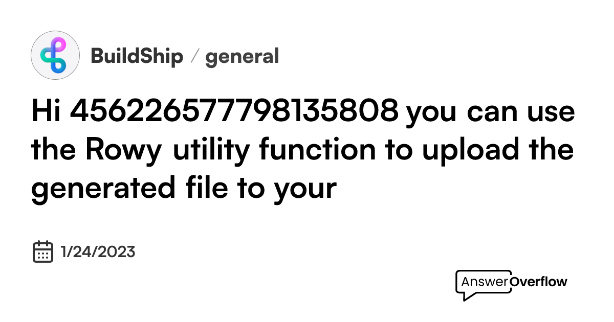 Hi @Gunay you can use the Rowy utility function to upload the generated file to your Firebase ...