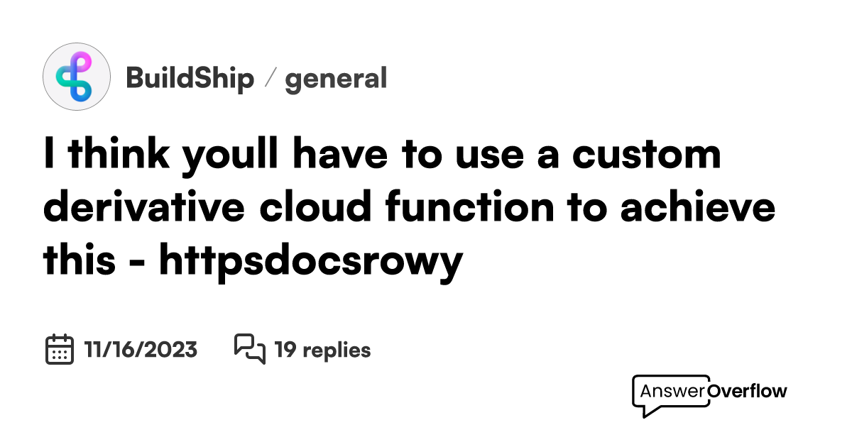 I think you'll have to use a custom derivative cloud function to achieve this. - https://docs ...