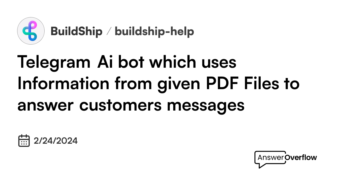 Telegram Ai bot which uses Information from given PDF Files to answer ...