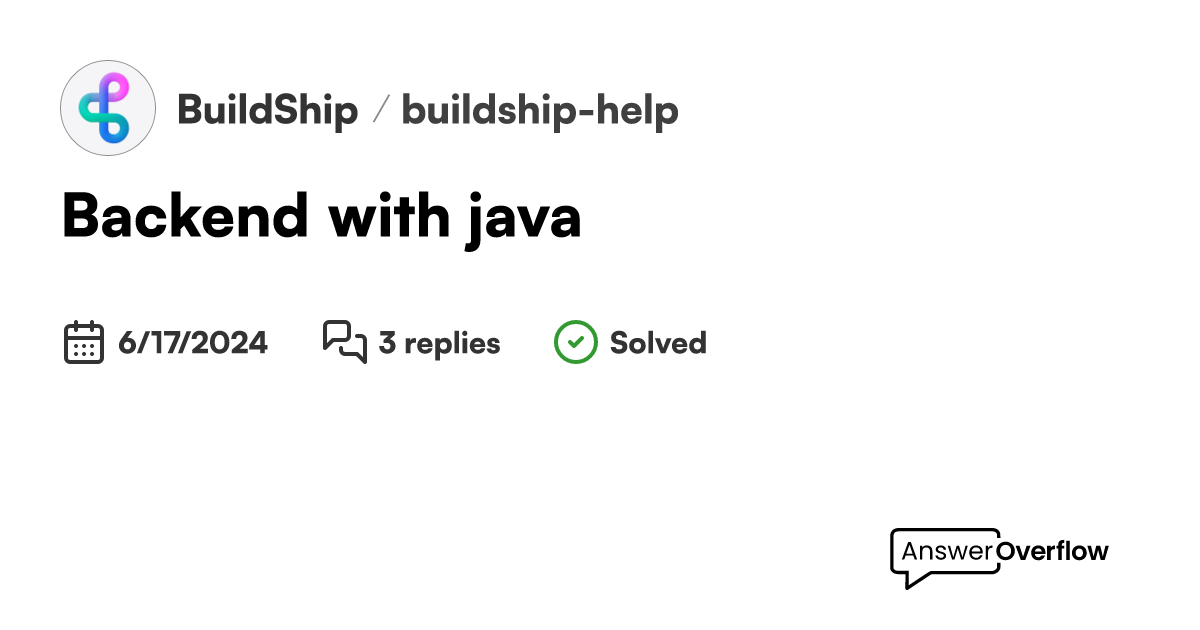 Backend with java - BuildShip