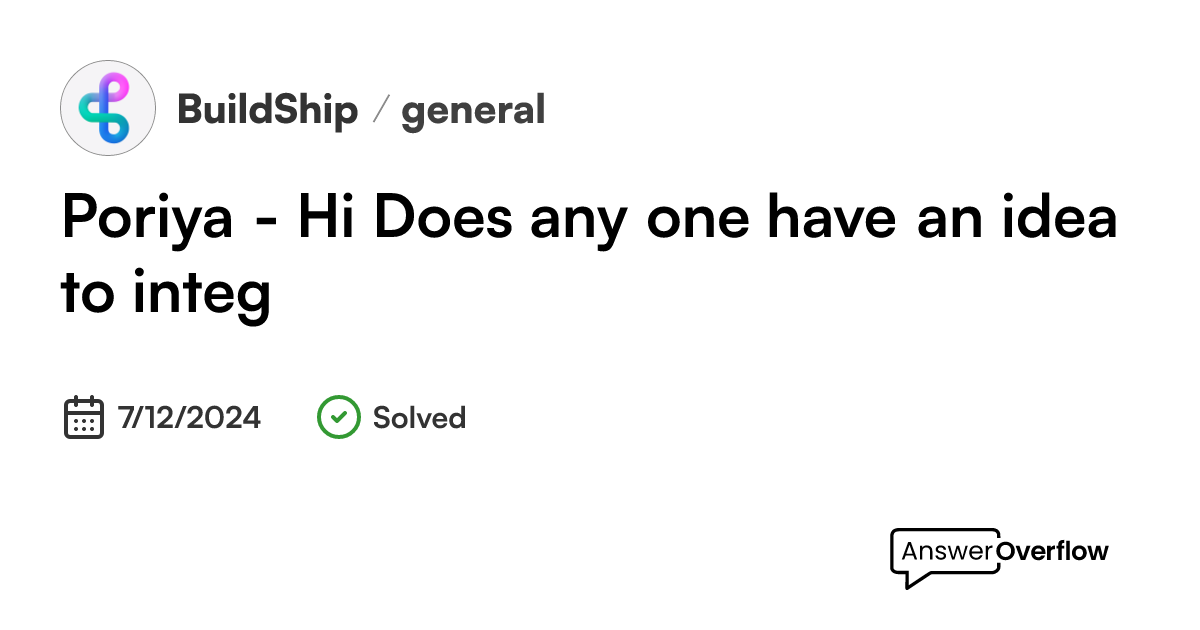 Poriya - Hi, Does any one have an idea to integ... - BuildShip