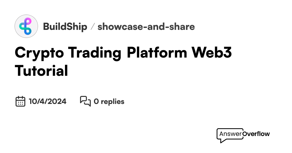 Crypto Trading Platform / Web3 Tutorial - BuildShip