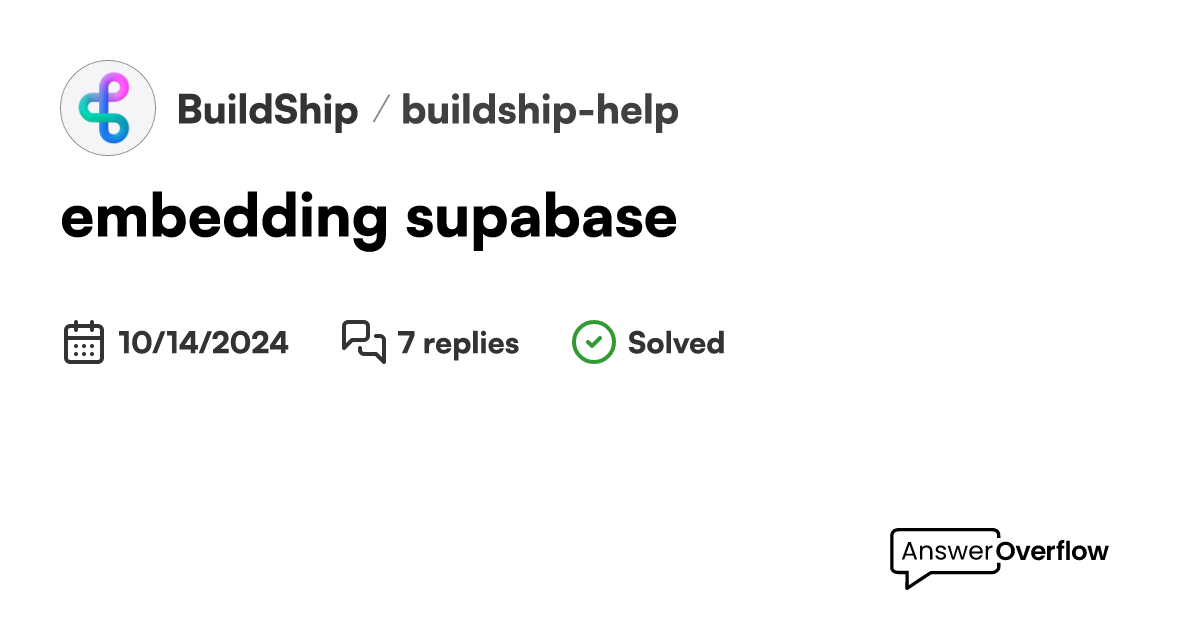 embedding supabase - BuildShip
