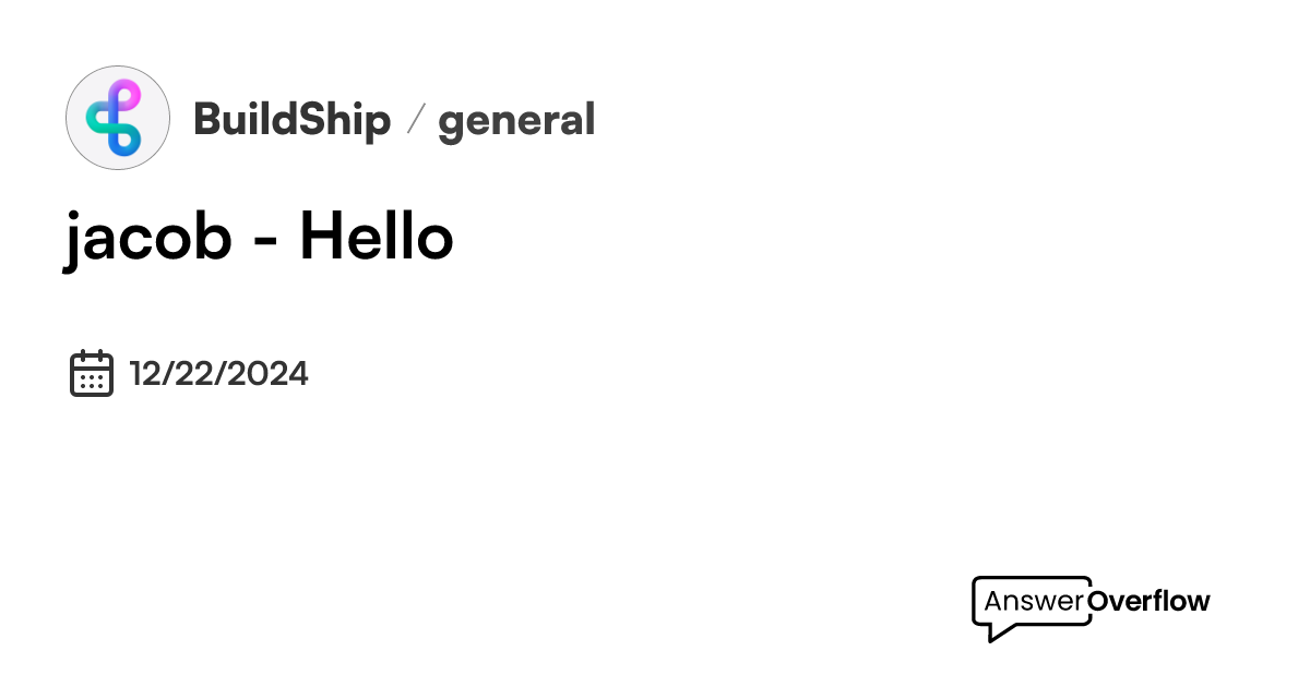 jacob - Hello - BuildShip